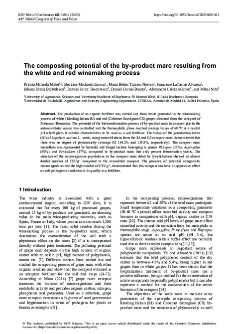 Pdf The Composting Potential Of The By Product Marc Resulting From The White And Red