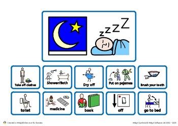 Visual Bedtime Sequence Autism Dementia Aac Boardmaker Picture