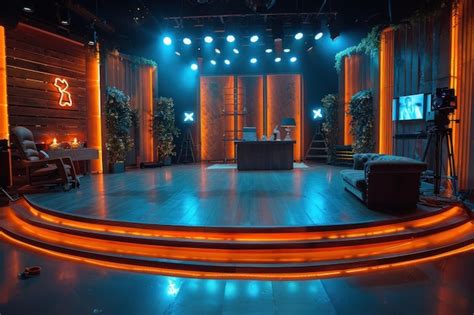 Premium Photo Studio Stage Setup With Lights And Camera