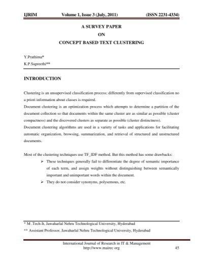 A Survey Paper On Concept Based Text Clustering