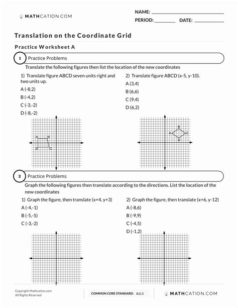Translation Math Worksheets Awesome Translation In Math Simple