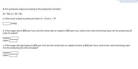 solved a firm produces output according to the production