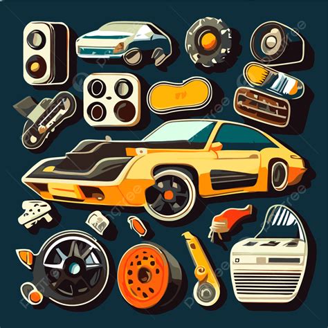 Car Tools Clipart Auto Parts In The Shopping Cart 3d Illustration
