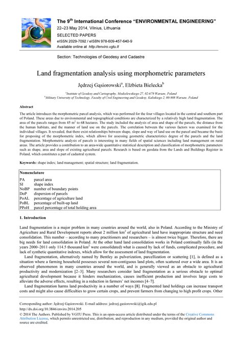 Pdf Land Fragmentation Analysis Using Morphometric Parameters