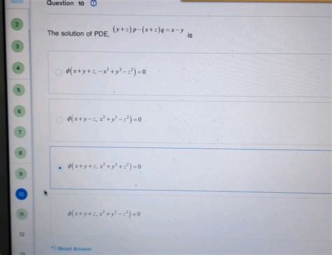 Question 10 2 The Solution Of PDE Y Z P X Z Q StudyX