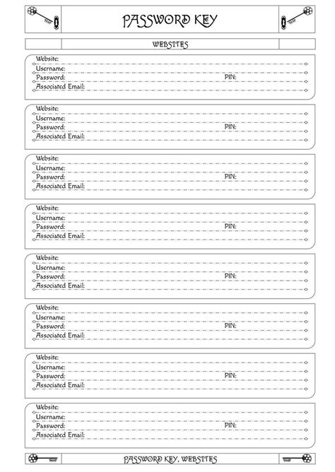 Password Key Log Chart Tracker A4 Letter Keep Passwords Safe