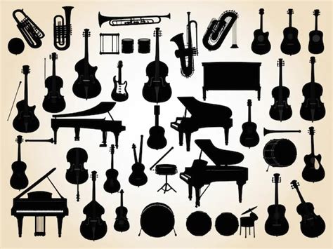 Vector Collection Of Musical Instruments Silhouette Premium Ai