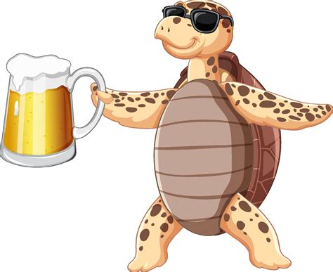 Cute Turtle Cartoon Character Drinking Beer 12066814 Vector Art At Vecteezy
