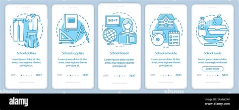 School Learning Onboarding Mobile App Page Screen Vector Template Knowledge Gaining Education