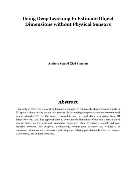Pdf Using Deep Learning To Estimate Object Dimensions Without