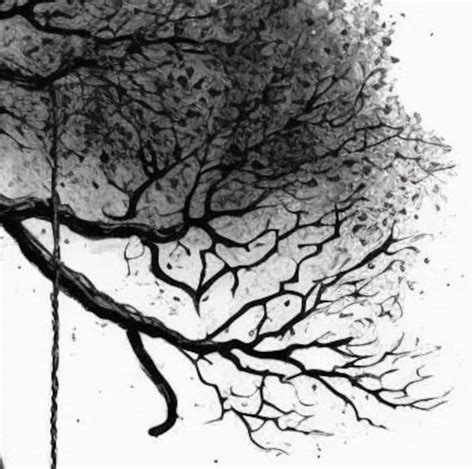 Drawn Sketch Of A Girl On A Swing Under The Tree Etsy