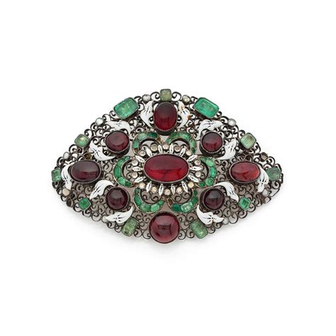 At Auction Large Lozenge Shaped Brooch In Silver 800‰ Filigree