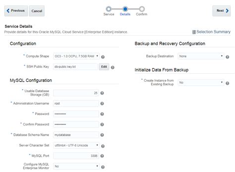 Creating An Instance Of Oracle MySQL Cloud Service
