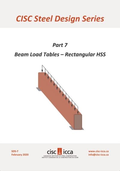Engineers Corner Beam Load Tables Rectangular HSS Part Of The Steel Design Series CISC ICCA