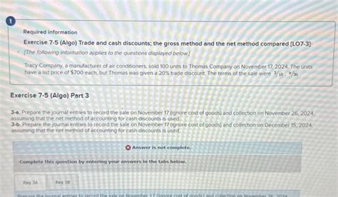 Solved Required Information Exercise 7 5 Algo Trade And Chegg Com