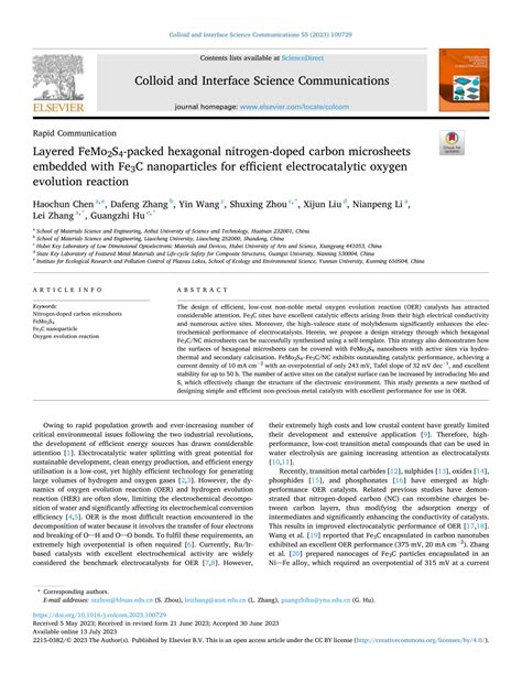 Pdf Layered Femo2s4 Packed Hexagonal Nitrogen Doped Carbon