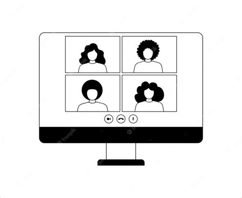 데스크톱의 화상 회의 및 회의 애플리케이션용 Ui Ux 템플릿 사용자 4명 프리미엄 벡터
