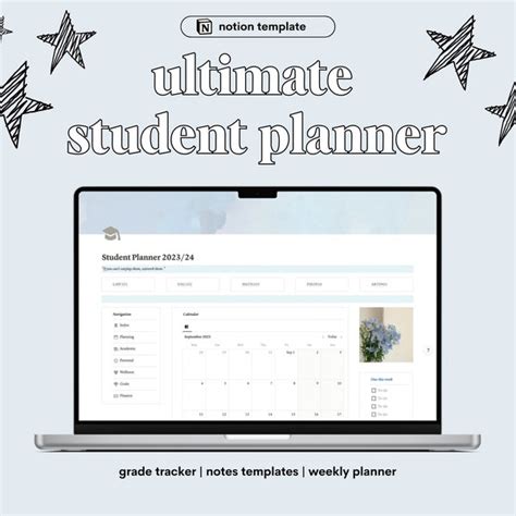 Aesthetic Blue Student Dashboard Notion Template Notion All In One