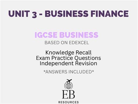 IGCSE Business Revision Grid Unit 3 Business Finance Based On Edexcel Teaching Resources