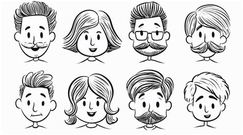 Creative Set Of Peoples Faces In Duddle Style Premium Ai Generated Vector