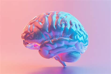 Shiny Human Brain Floating On Gradient Background Representing