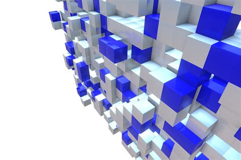 3d 렌더링 그림 기하학적 모양 개념 추상 미래 지향적 인 파란색 흰색 배경 우아한 큐브 블록 배경입니다 포스터 배너 현수막 0명에 대한 스톡 사진 및 기타 이미지 Istock