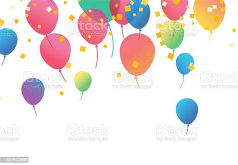 파티 포퍼와 공기 풍선이 격리된 색종이 배경 축제 벡터 그림입니다 레터링 생일 축하합니다 2월에 대한 스톡 벡터 아트 및 기타