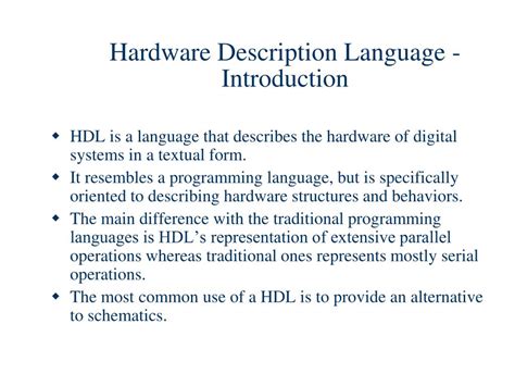 Ppt Hardware Description Language Introduction Powerpoint Presentation Id5802083