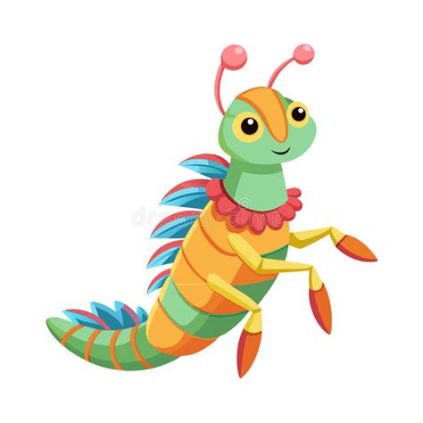 Cute Colorful Cartoon Insect Character Illustration On White Background