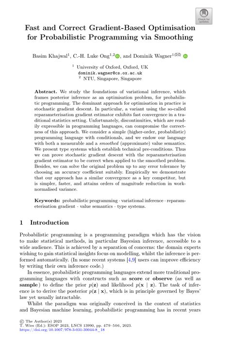 Pdf Fast And Correct Gradient Based Optimisation For Probabilistic
