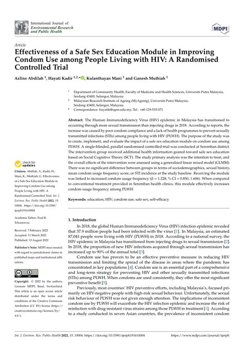 Pdf Effectiveness Of A Safe Sex Education Module In Improving Condom
