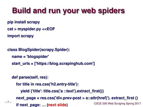 CSCE 590 Web Scraping Scrapy III Ppt Download