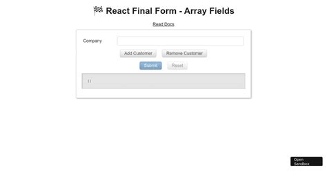 🏁 React Final Form Field Arrays With Radio Group Codesandbox