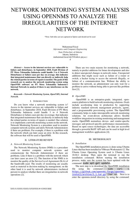 Pdf Network Monitoring System Analysis Using Opennms To Analyze The Irregularities Of The