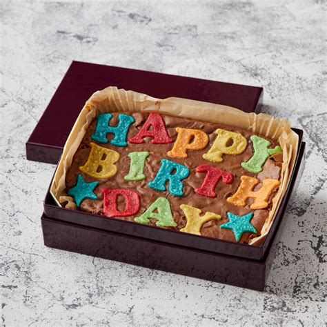 Rainbow Happy Birthday Brownie Slab And Konditor