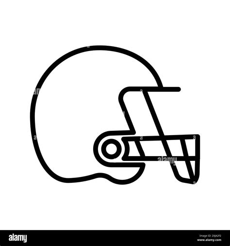 American Football Player Helmet Icon Set In Thin Line Outline Style And
