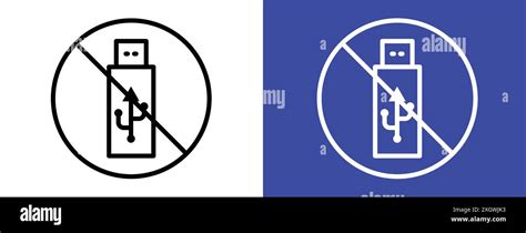 No USB Flash Drive Sign Logo Sign Vector Outline In Black And White Color Stock Vector Image