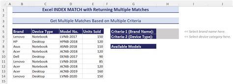 Excel Index Match Formulas With Returning Multiple Matches