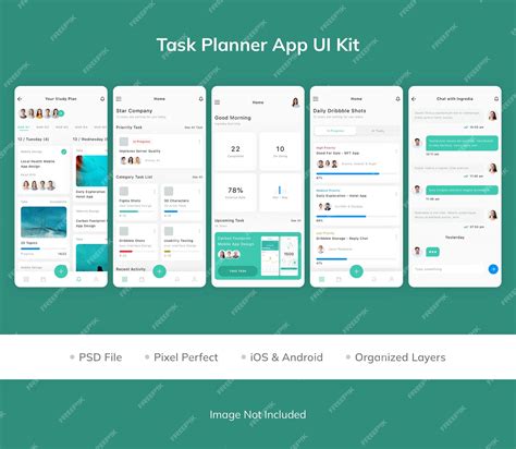 Premium Psd Task Planner App Ui Kit