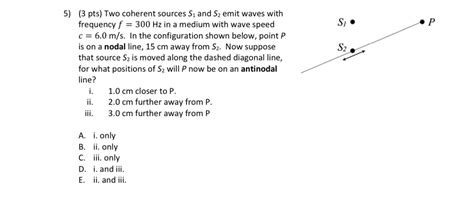 Solved 3 ﻿pts ﻿two Coherent Sources S1 ﻿and S2 ﻿emit Waves