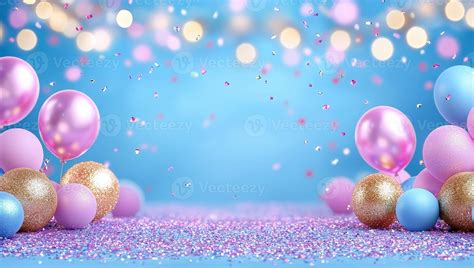 Festive Celebration Background With Balloons And Confetti Concept Of