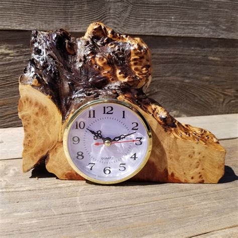 Redwood Burl Clock Table Shelf Mantle Desk Office Ts For Men 2 Tone