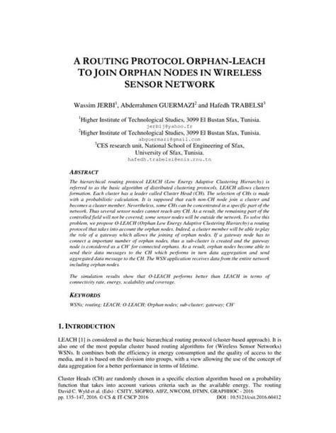 a routing protocol orphan leach to join orphan nodes in wireless sensor