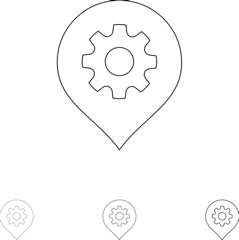 Gear Setting Location Map Bold And Thin Black Line Icon Set 19103669