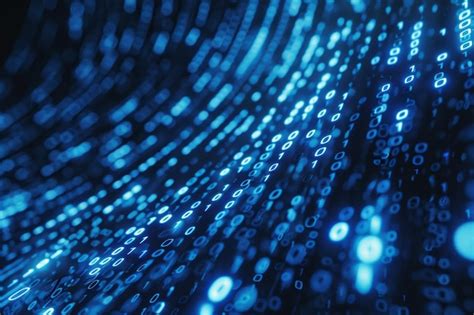 premium photo digital data stream of blue numbers and code flowing in