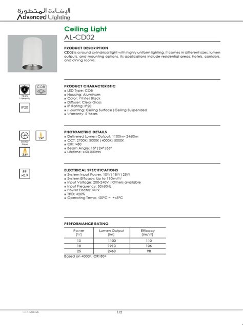 Cd02 Round Ceiling Light Specifications Pdf Lighting Electronic