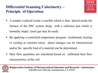 Differential Thermal Analysis And Differential Scanning Calorimetry PPTX Chemistry Science