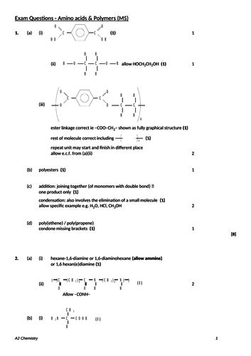 A2 Aqa Condensation And Addition Polymerisation Teaching Resources