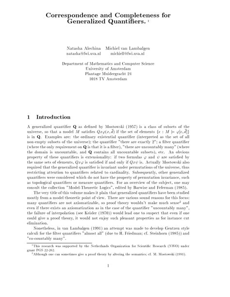 pdf correspondence and completeness for generalized quantifiers