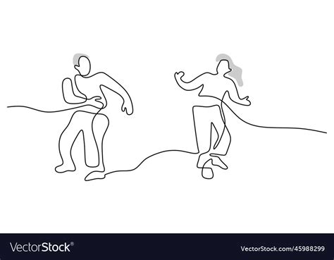 Continuous One Single Line Of Mature Couple Vector Image